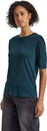 Street One Damen 3227716 Basic T-Shirt mit Raffung, Tide Blue, 42