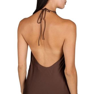 Rotate Robe longue satin&eacute;e d&eacute;collet&eacute; dos