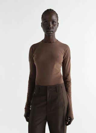 Christophe Lemaire Mesh-Yoke Longsleeved Tunic - Brown