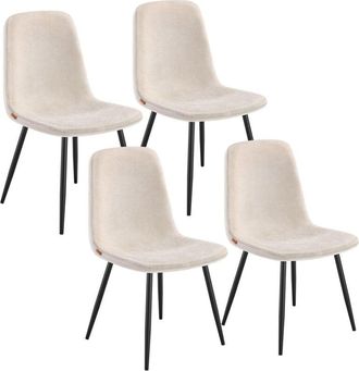 Vasagle Chaises de Salle &agrave; Manger, Lot de 4, Support M&eacute;tallique, Pieds R&eacute;glables, Nettoyage Facile, Chaises de Cuisine, Tissu Chenille, pu Textur&eacute; Glac&eacute;, Gris