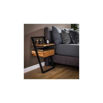 M&S Collection M&s - Chevet 1 tiroir 45x35x77 cm en acacia et métal naturel et noir