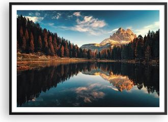 Arttor Poster Schwarzrahmen Deko 100x70cm Spiegelung See Landschaft Wandposter Art Prints Wanddeko Bild Wand Kunstdruck Wandbilder Dekoration Wohnzimmer Schl