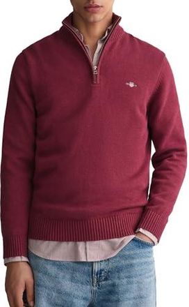 GANT Gant Pull d&eacute;contract&eacute; en Coton Demi-Fermeture &eacute;clair pour Homme, Rouge plumped, M