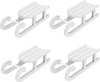 Valiclud 4st&uuml;cke Holzschlitten Wei&szlig; f&uuml;r Weihnachtsschmuck Weihnachtsschlitten als Schreibtischdeko Weihnachtsschmuck aus Holz f&uuml;r Bastelarbeiten Leicht und Kom