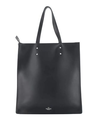 Valentino Garavani VLTN Rockstud Shopping Printed Leather Tall tote bag - Noir