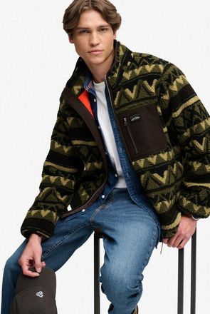 Superdry Sweatjacke ABSTRACT FLEECE ZIP THROUGH Kunstfaser, relaxed fit