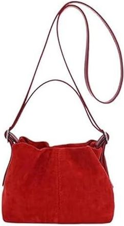 Generic garhomtur Sac à bandoulière vintage en daim synthétique pour femme, sac besace souple avec sangle réglable, sac à main à bandoulière plissé, sac à mai