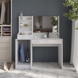 Vicco Schminktisch Sherry, Weiß/Weiß Hochglanz, 119.8 cm 3 Teile