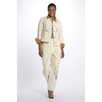 Scotch & Soda Raine High Rise Wide Leg Embroidered Pant - - Trousers - Damen - Wei&szlig; - W28