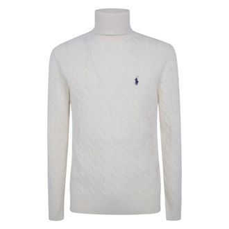 Polo Ralph Lauren Pull &agrave; col roul&eacute; en maille torsad&eacute;e - Homme - Pulls - Beige - Taille: S