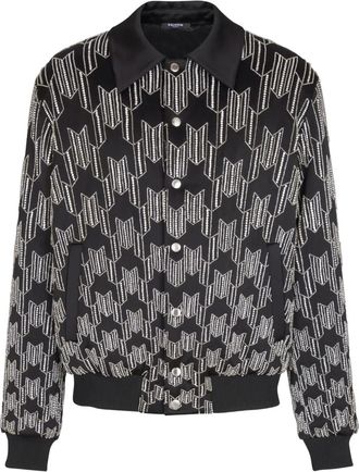Balmain Bomberjacke mit Kristallen - Schwarz