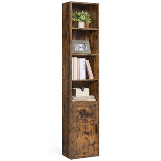 Vasagle Custos Collection - Bücherregal, 6-stöckiges hohes Regal, Standregal mit Tür, offenes Aufbewahrungsregal, 24 x 31,8 x 175 cm, für Wohnzimmer, Homeoffi