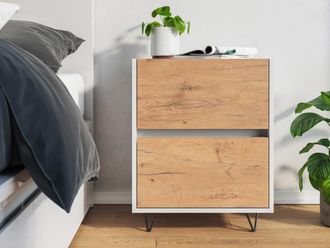 Magnolia Home Nachttisch Yako 50cm 2 SoftClose-Einz&uuml;ge stehend