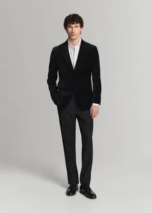Mango Veste de costume 100 % coton en velours noir - Homme - 46 - MANGO MAN