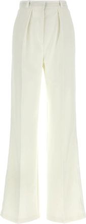Elisabetta Franchi Femme, Pantalons, Blanc, Taille: 38 FR Pantalon Cr&ecirc;pe L&eacute;ger avec Bandes Lat&eacute;rales en Satin fa&ccedil;on Smoking