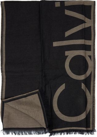 Calvin Klein Damen Oversized Logo Lw Jacquard Stole Lv04F8066G Schals, Black (Black/Desert Taupe), Einheitsgr&ouml;&szlig;e
