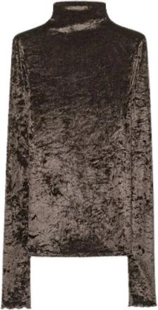 Forte_Forte Col roul&eacute; en tulle stretch floqu&eacute; - Femme - Pulls - Brun - Taille: 38 FR