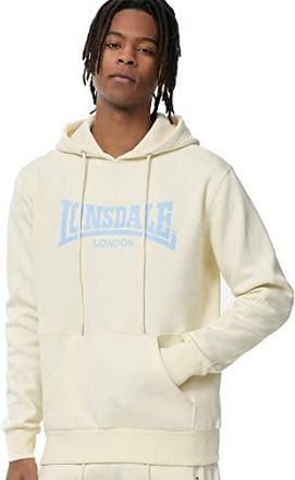 Lonsdale Belmaduthy Sweatshirt à Capuche, Beige/Bleu, S Homme