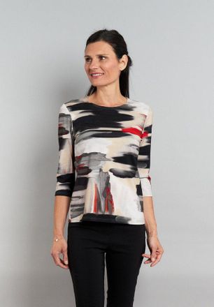 Seidel Moden 3/4-Arm-Shirt mit grafischem Muster - MADE IN GERMANY