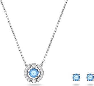 Swarovski Una Set, Rund, Blau, Rhodiniert