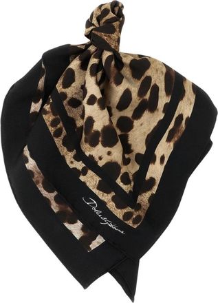 Dolce & Gabbana Kim Leo-Muster Twill-Schal - - Accessories - Damen - Braun - ONE SIZE