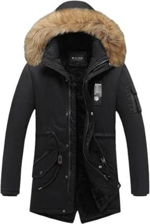 Generic Veste dhiver chaude et &eacute;paisse en polaire avec col en fourrure pour homme, Noir, XXXXL