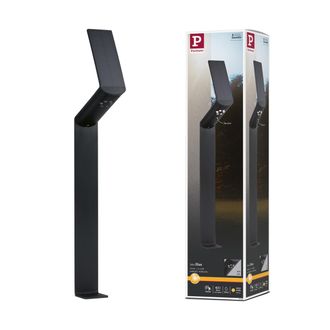 Paulmann 94262 Solar Pollerleuchte Ilias LED Au&szlig;enleuchte eckig incl. 1x1,2 Watt Anthrazit Kunststoff 3000 K Warmwei&szlig;