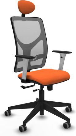 Piqueras y Crespo B&uuml;rostuhl mit wei&szlig;en und schwarzen Armlehnen und festem Kopfteil, ausgestattet mit Syncro/Traslack und Schneideschaum, mit Rollen von 65 mm, Parkett, 