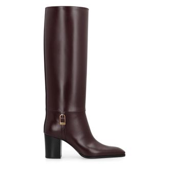 Saint Laurent Bordeaux Leder Stiefeletten mit Schnalle - - Shoes - Damen - Rot - 39 EU