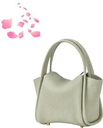 Generic Mini sac seau en cuir de vachette pour femme, sac &agrave; main classique l&eacute;ger, sac &agrave; bandouli&egrave;re tendance, portefeuille &agrave; bandouli&egrave;re amovible, vert clair,