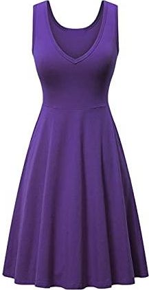 Generic Robes amincissantes pour femmes, robe d&eacute;contract&eacute;e &agrave; imprim&eacute; floral pour lext&eacute;rieur, la maison, sans manches, t-shirt mince, col en V, mini, violet, X