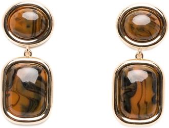 Self Portrait Femme, Accessoires, Brun, Taille: ONE Size Boucles doreilles pendantes bord&eacute;es dor