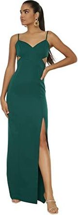 Trendyol Femme Robe de soirée tissée midi Droite, Vert émeraude, 66