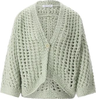 Iris Von Arnim Femme, Pulls, Vert, Taille: 40/42 FR Gilet Ouvert en Dentelle