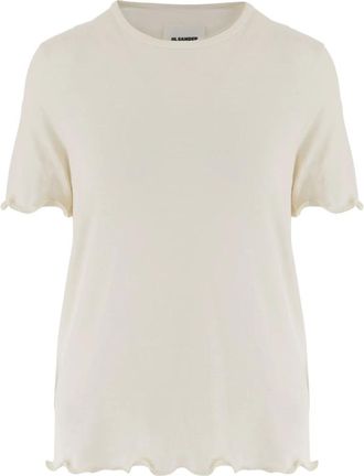 Jil Sander Femme, Tops, Blanc, Taille: 42 FR Silk Blend T-Shirt