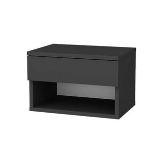 Dmora Nachttisch Pleiades, Niedrige Kommode, Tisch, Multifunktionaler Nachttisch, 45x29h32 cm, Anthrazit