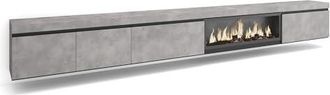 Skraut Home | TV-Schrank, Lowboard | für Wohnzimmer und Esszimmer | 368x45x35 | Elektrokamin XXL | Hängend| Moderner Stil | Zement