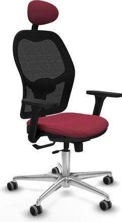 Piqueras y Crespo Ergonomischer Stuhl mit Nackenst&uuml;tze mit 3D-Armen, h&ouml;henverstellbarer Lendenwirbelst&uuml;tze und festem Kopfteil, ausgestattet mit Syncro/Traslack. Schwar