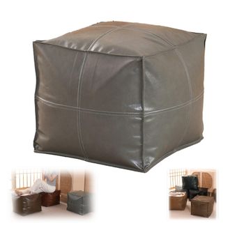 Generic Unstuffed Ottoman Cover Pouf, PU, Aufbewahrungsl&ouml;sung, wasserdichte Fu&szlig;st&uuml;tze for Wohnzimmer und Schlafzimmer-45x45x40cm(Light Gray)