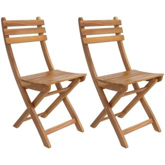Sweeek Chaise de jardin CALENA pliable acacia (Lot de 2) 40 x 52 x 85 cm Naturel / Naturel