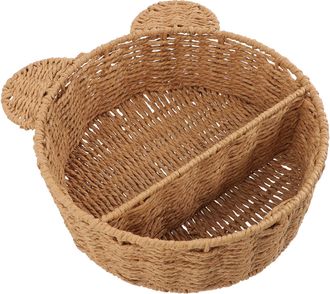 BESPORTBLE Gewebtes Katzen Wandregal aus Rattan Schwebendes Hängeregal In Katzenform Korbständer für Wohnzimmer und Badezimmer Wanddekoration und Aufbewahrungsko