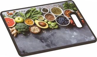 KESPER Schneid- & Servierbrett Healthy Kitchen - mit Faserplattenkern, Kunststoffoberfläche und Griff, ideal zum Schneiden und Servieren, Maße: 38 x 30 x 1,2
