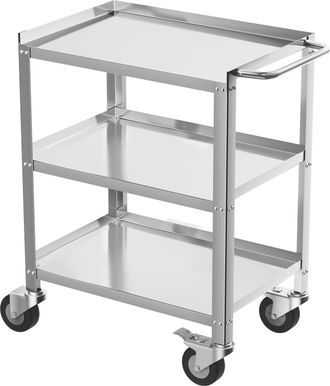 Taimiko Edelstahl-Nutzkarre - f&uuml;r K&uuml;chen, Restaurants, Garagen, Hotels, Rollender Servicewagen mit Stauraum und verriegelbaren R&auml;dern, Gr&ouml;&szlig;e: 68&times;41&times;86,5 cm