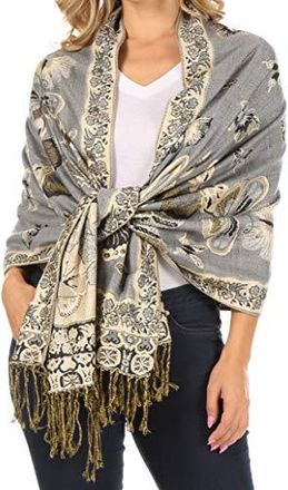 Sakkas 16126 - Liua long large Tiss&eacute; Conception model&eacute;e Multicolore Pashmina Shawl/Scarf - Gris - OS