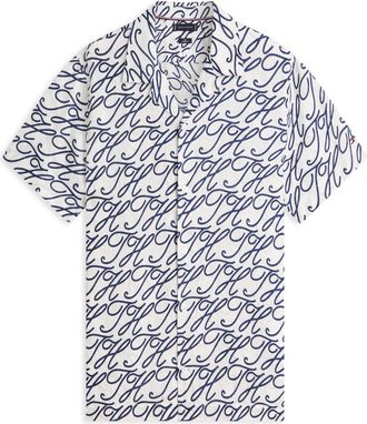 Tommy Hilfiger Leinen-Kurzarmhemd mit Monogramm-Print, Regular in