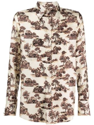 Dsquared2 Seidenhemd mit Monstertruck-Print - Nude