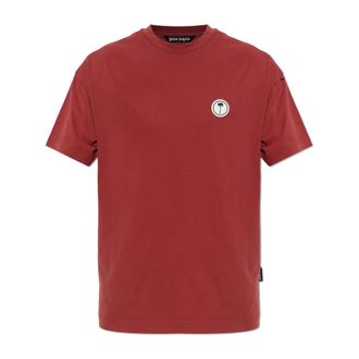 Palm Angels T-Shirt mit Logo-Patch - - Tops - Herren - Rot - M