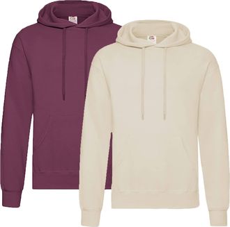 Fruit Of The Loom Herren Kapuzenpullover S M L XL XXL 3XL 4XL 5XL auch Sets, 1x Burgund + 1x Natur + 1x HL-Kauf Notizblock, XXL