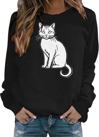 Generic Sweat-shirt pour femme - Imprim&eacute; graphique - Haut surdimensionn&eacute; - Col rond - Manches longues - Automne - Hiver - D&eacute;contract&eacute; - Confortable - Automne 