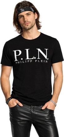 Philipp Plein T-Shirt Platinium Cut P.L.N. Rundhals Shirt Rohe Schnittkanten, Zwei-Nadel-Steppung, Gerippter Rundhals